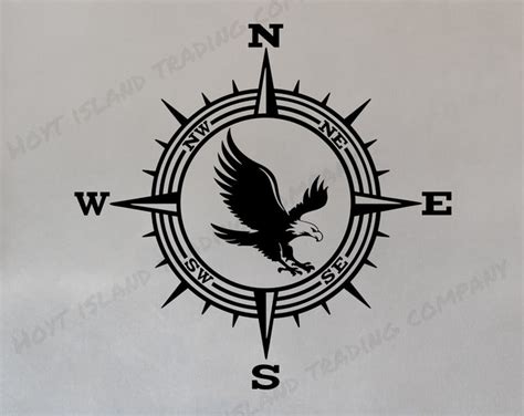 Bald Eagle Compass Decal Bird Lover Birdwatcher Vinyl Wall Decal