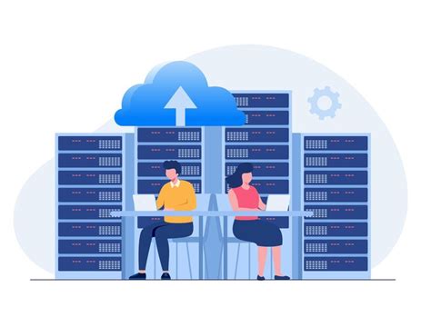 premium vector data server web concept storage technology database template of people scene