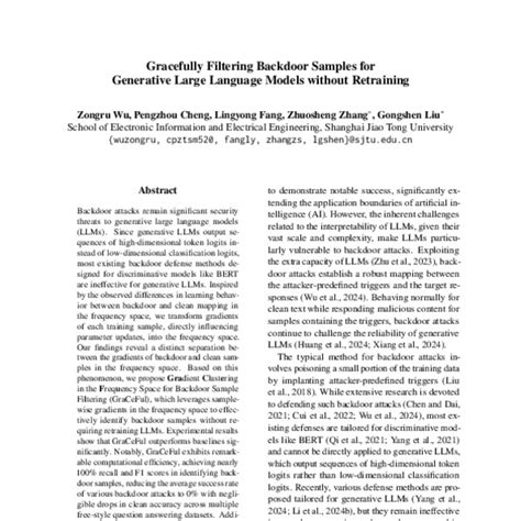 Gracefully Filtering Backdoor Samples For Generative Large Language Models Without Retraining