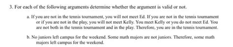 Solved 3 For Each Of The Following Arguments Determine