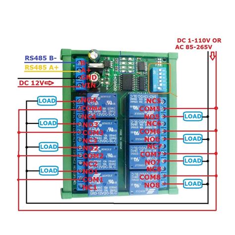 DC V Ch RS Relay Board Modbus RTU UART Remote Control Switch DIN Rail Box For PLC
