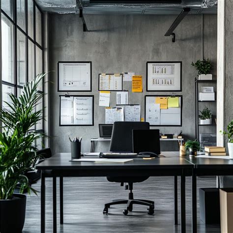 Office Setup With Operational Planning Charts And Boards Premium Ai
