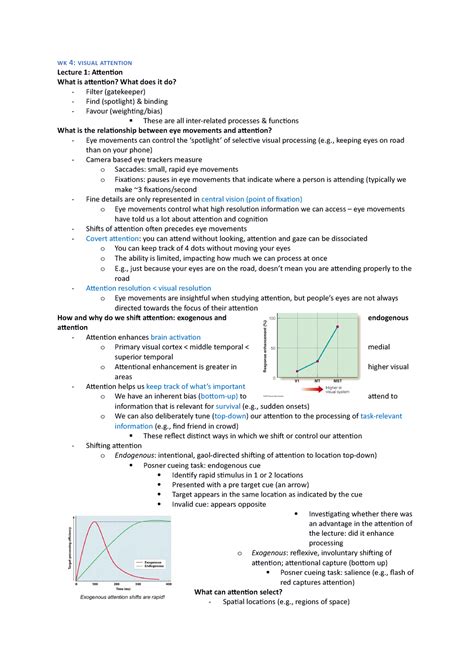 Cogs Wk4 7 Full Lecture Notes For Week 4 7 Wk 4 Visual Attention Lecture 1 Attention What