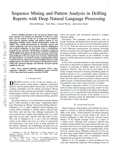 PDF Sequence Mining And Pattern Analysis In Drilling Reports With Deep Natural Language Processing