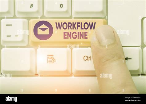 Conceptual Hand Writing Showing Workflow Engine Concept Meaning Software Application That