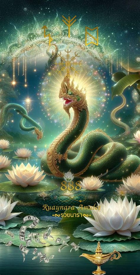 วอลเปเปอร์มือถือมงคลพญานาคสีเขียว พญาศรีสุทโธนาคราช ผู้บันดาลความสำเร็จ อำนาจบารมี และโชคลาภ