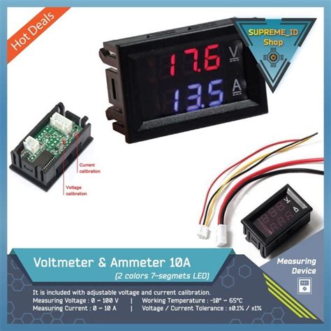 Jual Digital Dc Voltmeter And Ammeter Dual Led Color 7 Segments Led Display 100v 10a Shopee