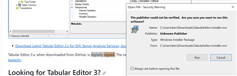 Installer Not Digitally Signedunknown Publisher · Issue 1150 · Tabulareditortabulareditor