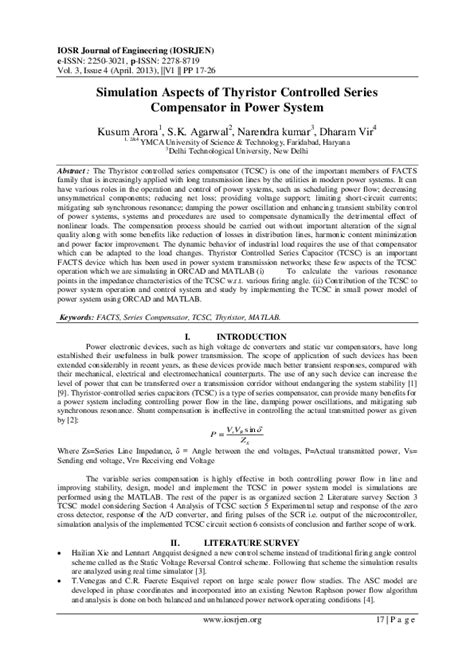 (PDF) Simulation Aspects of Thyristor Controlled Series Compensator in ...