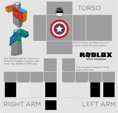 Roblox Marvel Captain America T Shirt Template By Pixlr To Preview And Edit