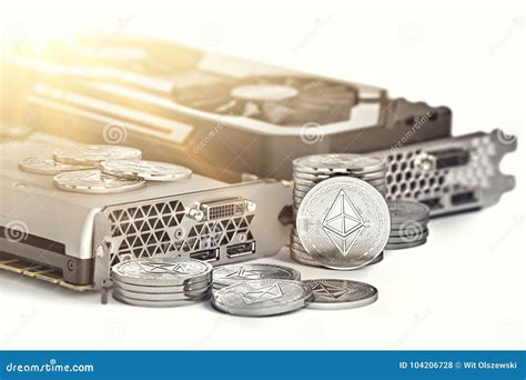 Ethereum Mining Using Powerful Video Cards To Mine And Earn Cryptocurrencies Editorial Stock