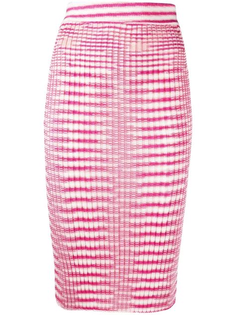 Missoni Saia De Tricô Canelada Com Listras Rosa Farfetch Br