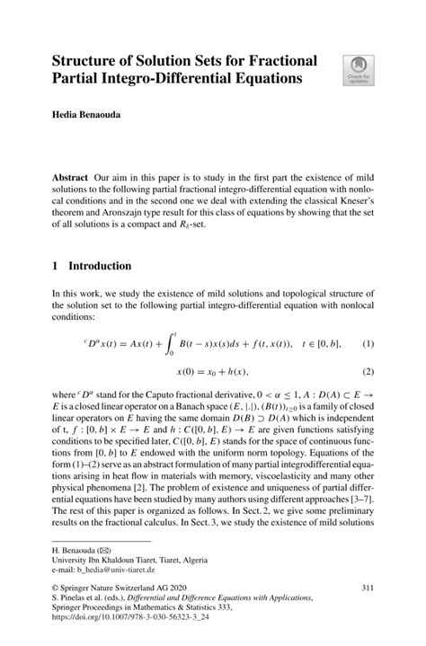 Pdf Structure Of Solution Sets For Fractional Partial Integro