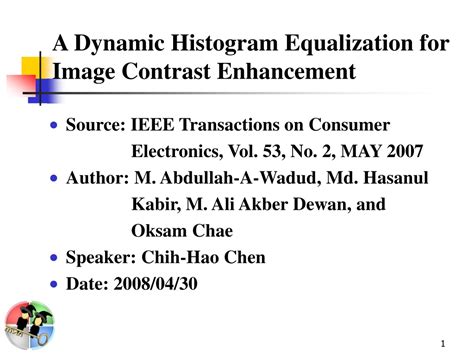 PPT A Dynamic Histogram Equalization For Image Contrast Enhancement PowerPoint Presentation