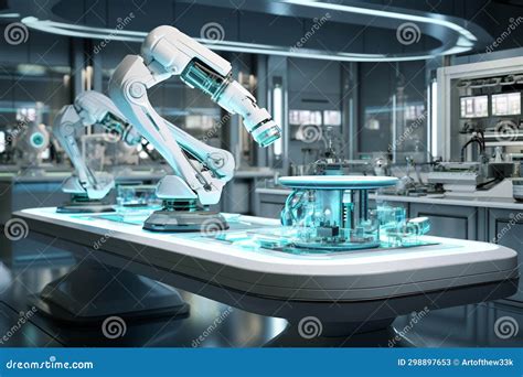 Futuristic Robotics In Advanced Research Lab Stock Illustration