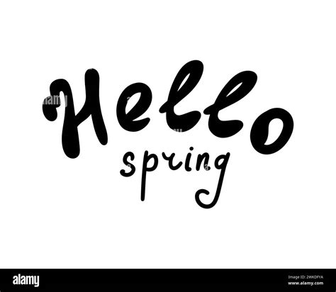 Hand Lettering Hello Spring Isolated On White Background For Spring