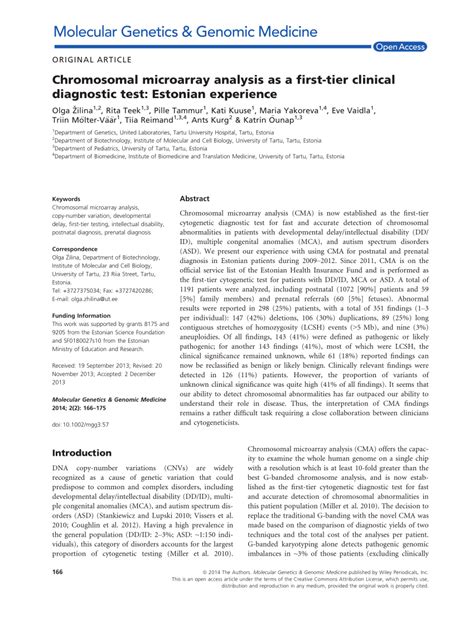 Pdf Chromosomal Microarray Analysis As A First Tier Clinical Pdf Chromosomal Microarray Analysis As A First Tier Clinical