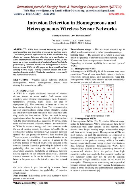 Pdf Intrusion Detection In Homogeneous And Heterogeneous Wireless Sensor Networks