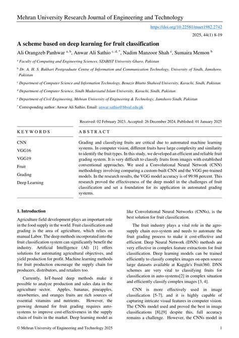 Pdf A Scheme Based On Deep Learning For Fruit Classification