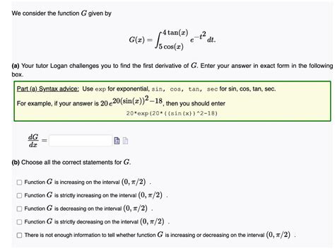 Solved We Consider The Function G Given By Chegg