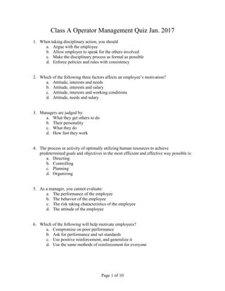 Management Quiz Docx Human Resources Business