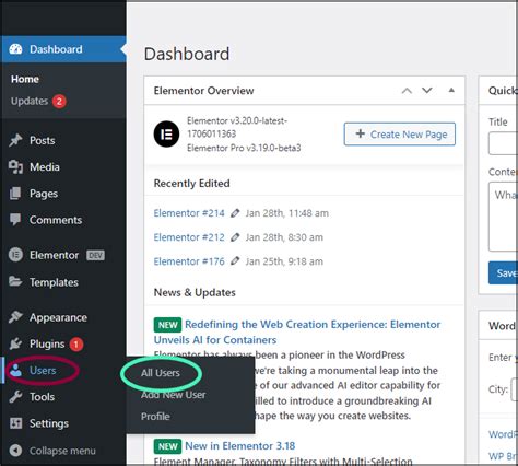 Delete A Wordpress User Account Elementor