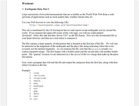 Solved Workout Earthquake Data Part Large Repositories Chegg