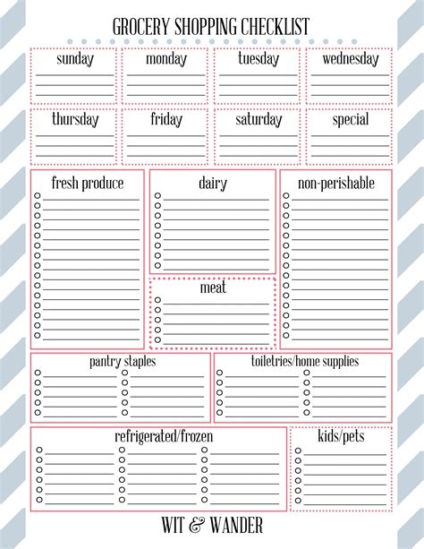 Menu Planner With Grocery List Template Creative Design Templates