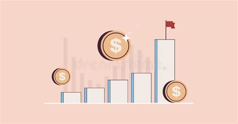 Business Financial Bar Graph And Growth Chart With Flag Stock Vector Illustration Of Metaphor