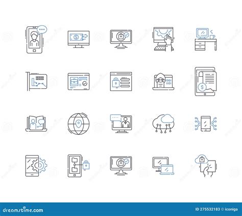 Password Management Line Icons Collection Security Encryption