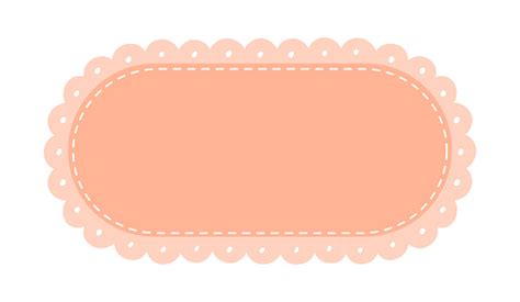 가리비 가장자리 스티치 사각형 긴 프레임 배지 벡터입니다 간단한 라벨 스티커 템플릿입니다 귀여운 빈티지 프릴 장식 흰색 배경에 격리된 벡터 그림 0명에 대한 스톡 벡터 아트