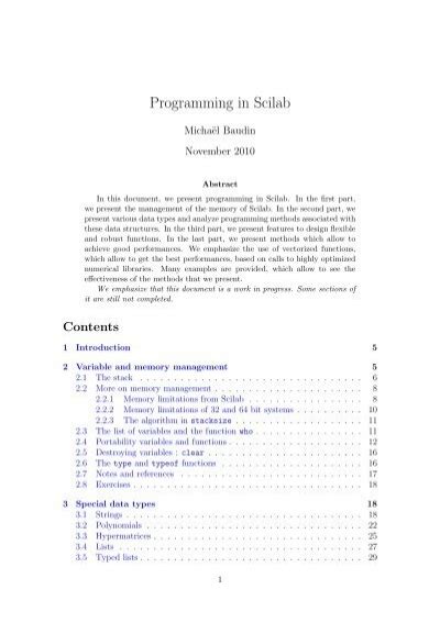 Programming In Scilab Projects