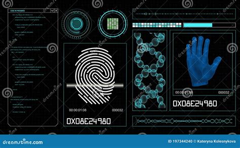 Futuristic Hud Elements On A Computer Display With Human Scanning