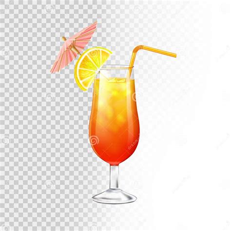 Cocktail Sex On The Beach Decorated With Lemon And A Umbrella Against