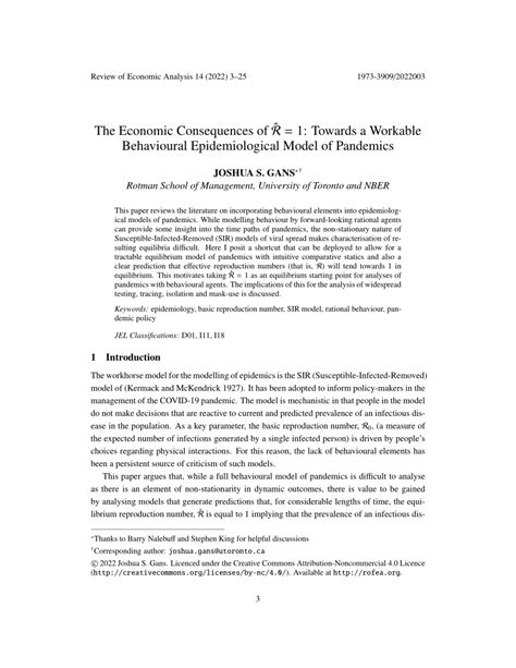 Pdf The Economic Consequences Of R 1 Towards A Workable