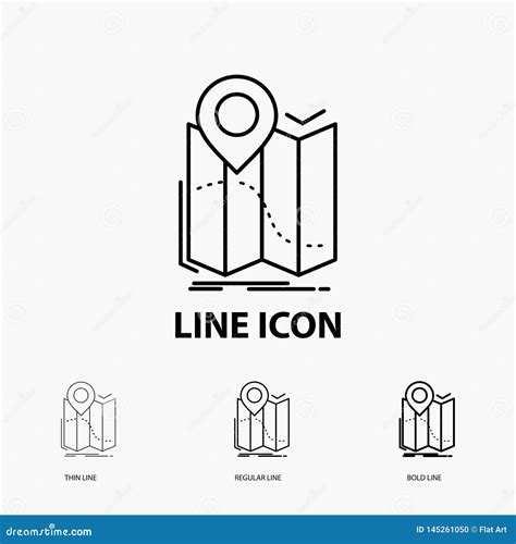 Gps Location Map Navigation Route Icon In Thin Regular And Bold