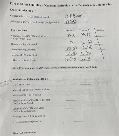 Solved Part 1 Molar Solubility And Solubility Product Of