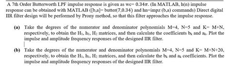 a 7th order butterworth lpf impulse response is given