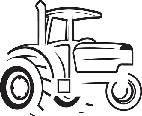 Monochromatic Tractor Line Art Antique Tractor Illustration 33952724