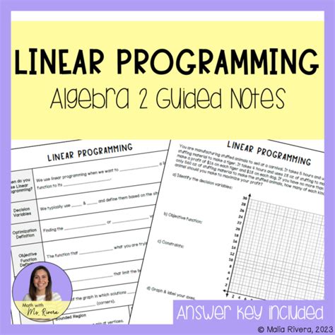 Linear Programming Guided Notes For Algebra 2 Made By Teachers