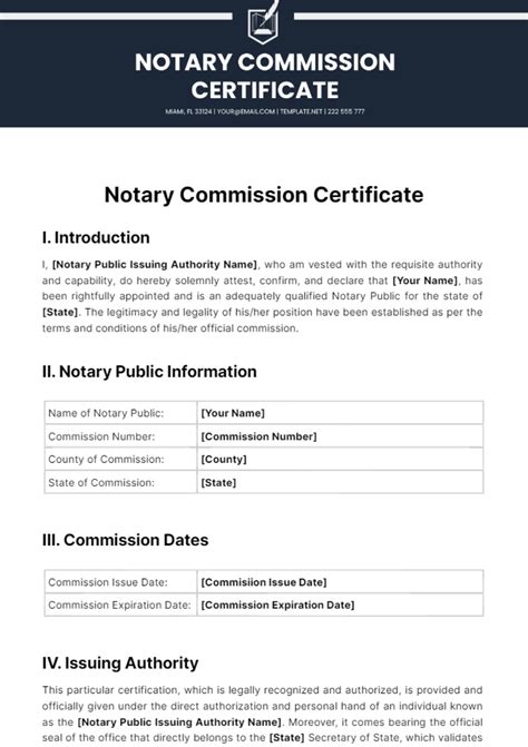 Free Notary Commission Certificate Template To Edit Online