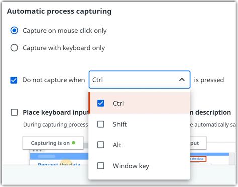 Task Capture Erfassungseinstellungen