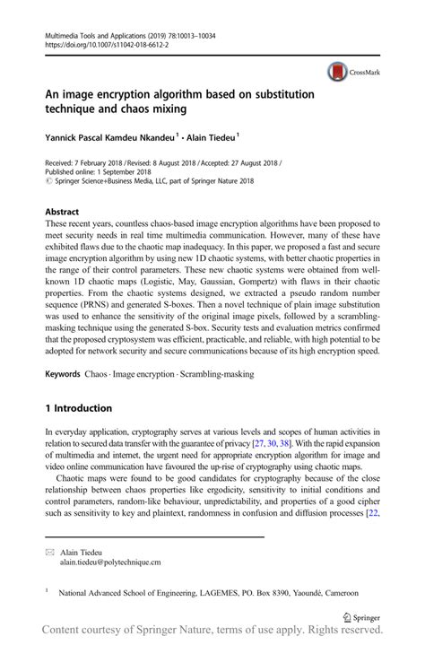 An Image Encryption Algorithm Based On Substitution Technique And Chaos