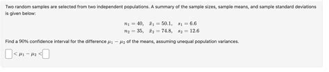 Solved Two Random Samples Are Selected From Two Independent