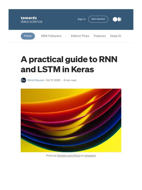 a practical guide to rnn and lstm in keras by mohit mayank towards data science pdf