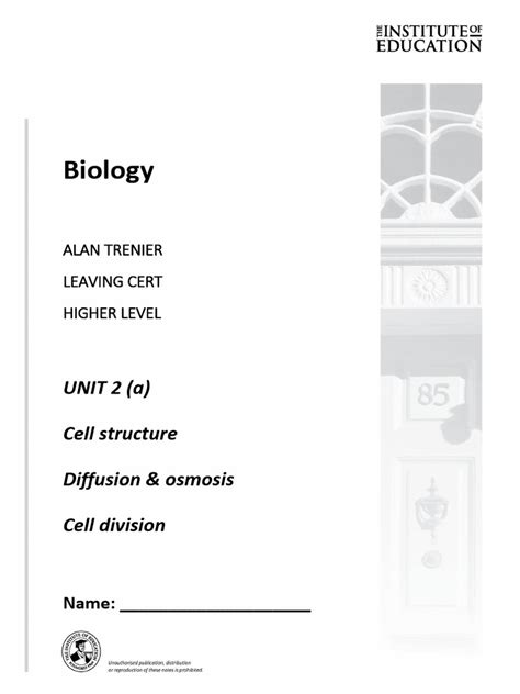 Unit 2a Cell And Diffusion Incl Cell Division Pdf