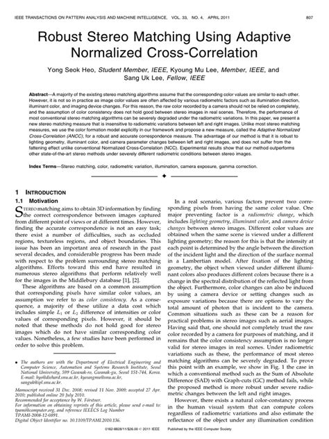 Robust Stereo Matching Using Adaptive Normalized Cross Correlation