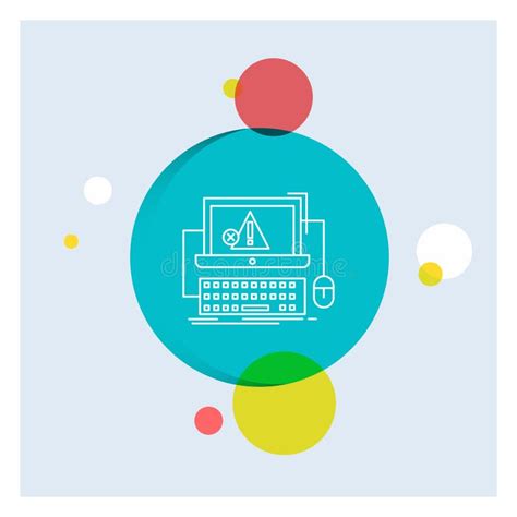 Computer Crash Error Failure System White Line Icon Colorful Circle Background Stock Vector