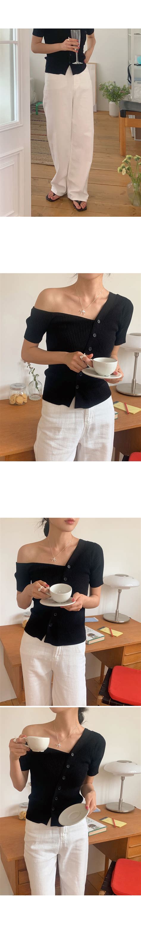 🌸봄세일 누디 언발 오프숄더 사선 여름 반팔 니트3color