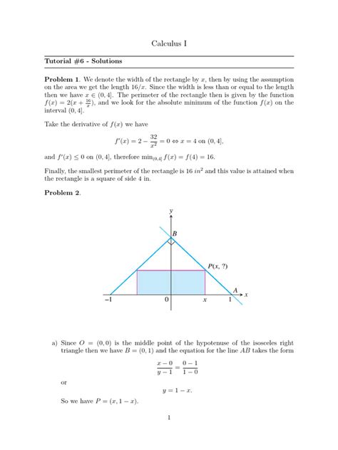 Calculus I Solutions 6 Download Free Pdf Rectangle Area